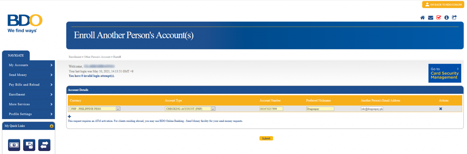 Enrolling Dragonpay to BDO Retail Internet Banking | Dragonpay Online